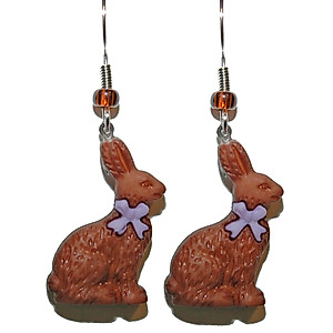 Chocolate Easter Bunny Dangle Earrings (H139a2)