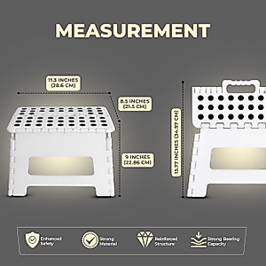 Utopia Home Folding Step Stool - (Pack of 1) Foot Stool with 9 Inch Height - Holds Up to 300 lbs - Lightweight Plastic Foldable Step Stool for Kids, Kitchen, Bathroom & Living Room (White)