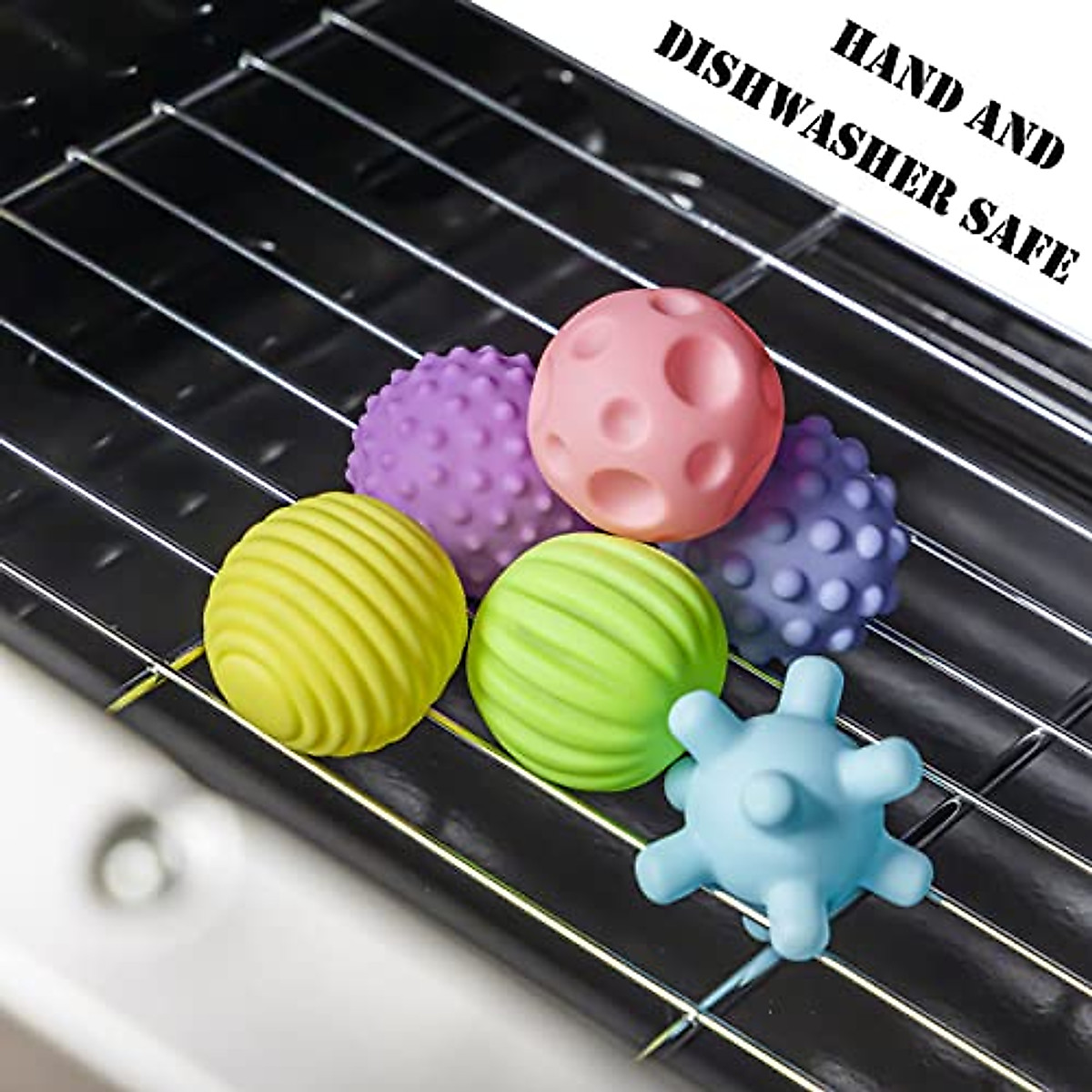 Tamu style Puppy Chew Toys for Teething, 6 Pack, Soft Colorful Vinyl, Fun Ball Shapes, Mentally Stimulating Shapes and Audible Squeaker, Promotes Active, Healthy Play and Even Float in Water