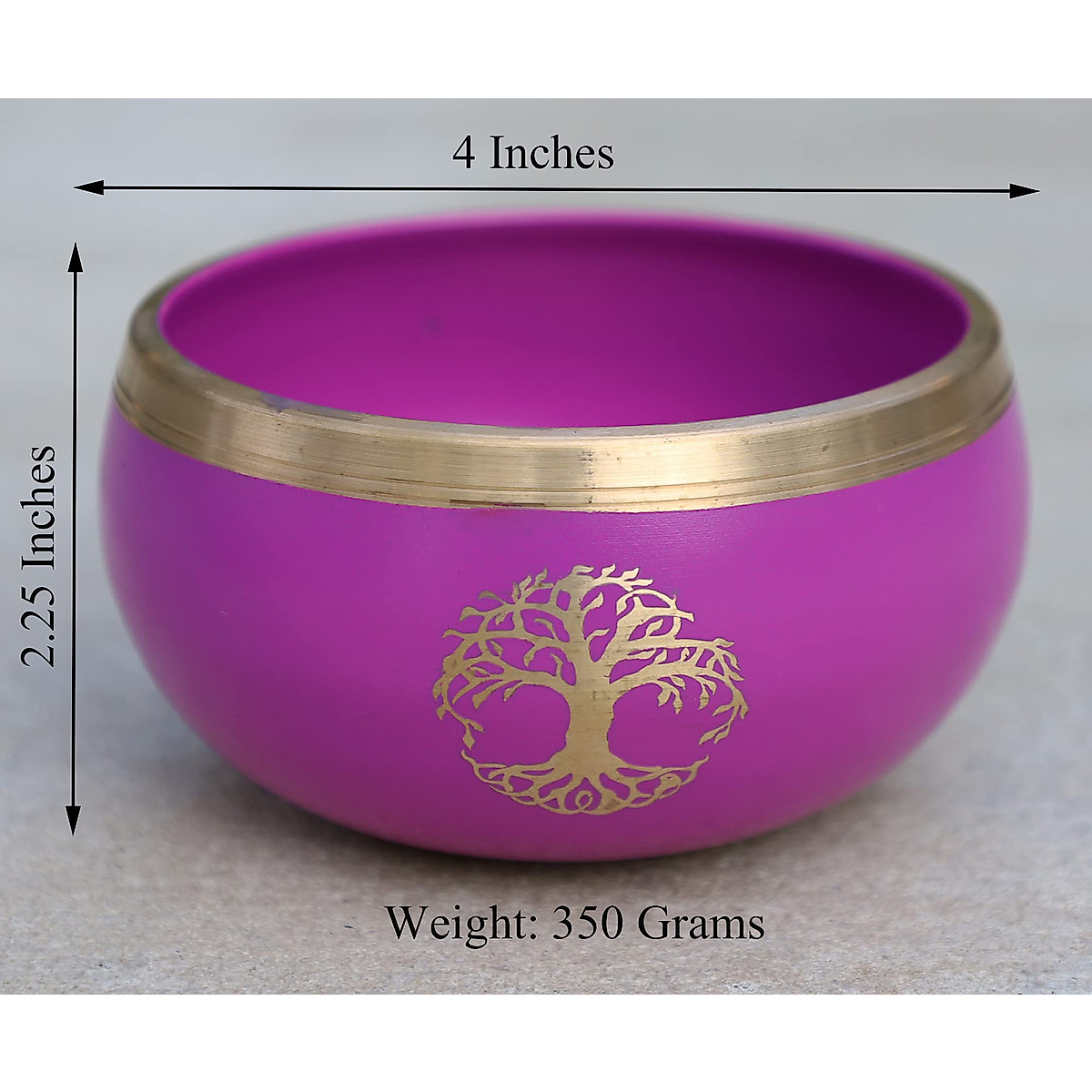 Tree Of Life Singing Bowl Complete Set ~ For Meditation, Yoga, Spiritual Healing and Mindfulness (Pink)