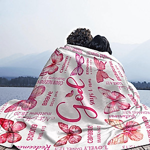 Butterfly Bible Verse Blanket, Inspirational Scripture Religious Gifts for Christian, Warm Soft Flannel Bible Throw for Bed Sofa Decoration 50"x60" for Teen