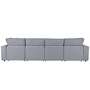 Merax Modern Large U-Shape Sectional Sofa Set, 2 Large Chaise with Removable Ottomans for Living Room, Grey