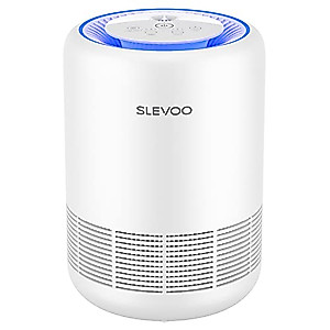 Air Purifiers for Bedroom Pets Smokers in Home, H13 True HEPA Filter Air Cleaner for 215 ft² Coverage with Fragrance Sponge, Night Light, Timer, BS-01, 2 Pack(Black&White)