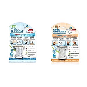 TubShroom Tub Drain Hair Catcher, Chrome & SinkShroom Revolutionary Bathroom Sink Drain Protector Hair Catcher, Strainer, Snare, Sinkshroom Chrome Edition, 1" -1.4"