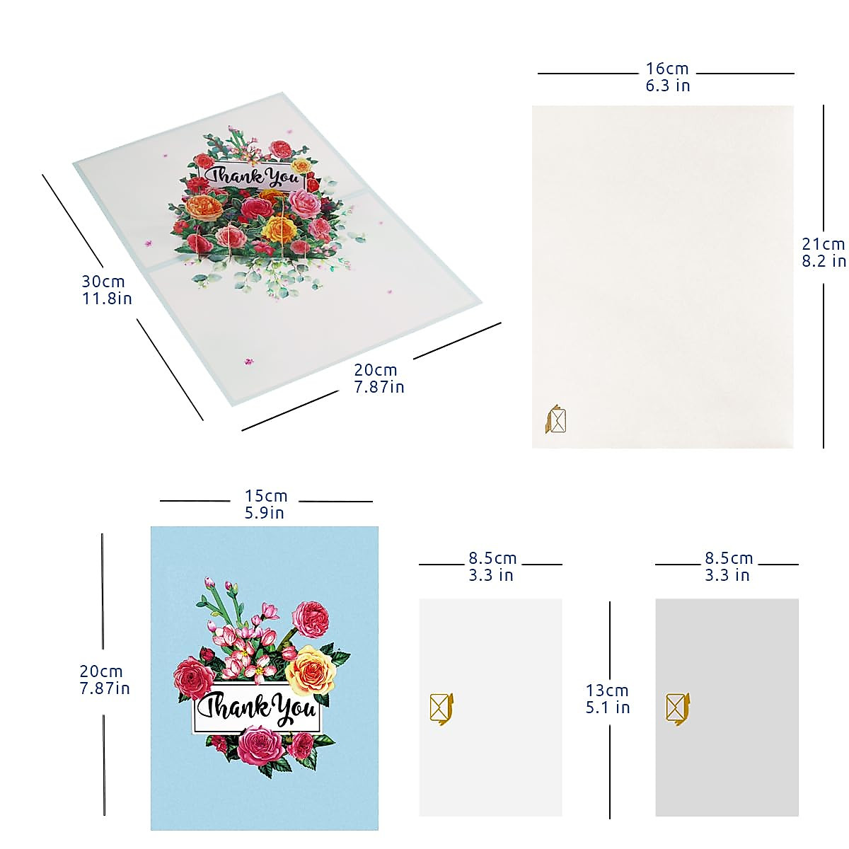 CNLITIHEKA Thank You Pop Up Card Mother’s Day Flower Bouquet Card 3D Flower Greeting Card Teacher's Day Appreciation Card Retirement Card for Your Family Teachers Friends Colleague.