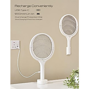 Rotating Head Rechargeable Fly Swatter Electric Fly Swatter Racket Bug Zapper Racket Indoor Bug Zapper Indoor Fly Zapper Repellent Fruit Fly Trap Mosquito Zapper, with a Telescopic Extension