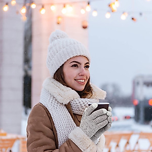 ONESING 2 Pairs Winter Gloves for Women Warm Womens Gloves with Touchscreen Fingers Knit Winter Gloves for Cold Weather