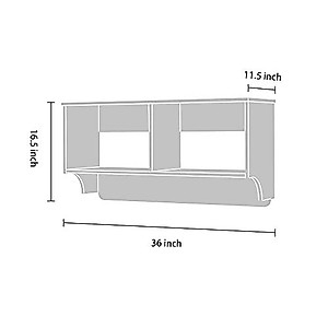 Coral Flower Wood Wall Mounted Entryway Shelf, 36 inches, Black