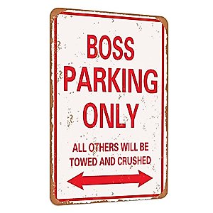 TCHPAX 12X8 - BOSS Parking only vintage look funny mental tin sign-inches-Aluminum
