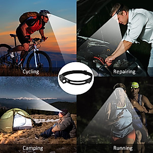 LED Rechargeable Headlamp,2.47oz Lightweight Headlight, 230° Illumination Motion Sensor Head lamp Flashlight, 5 Modes for Outdoor Camping,Running,Cycling,Fishing (1 pcs)