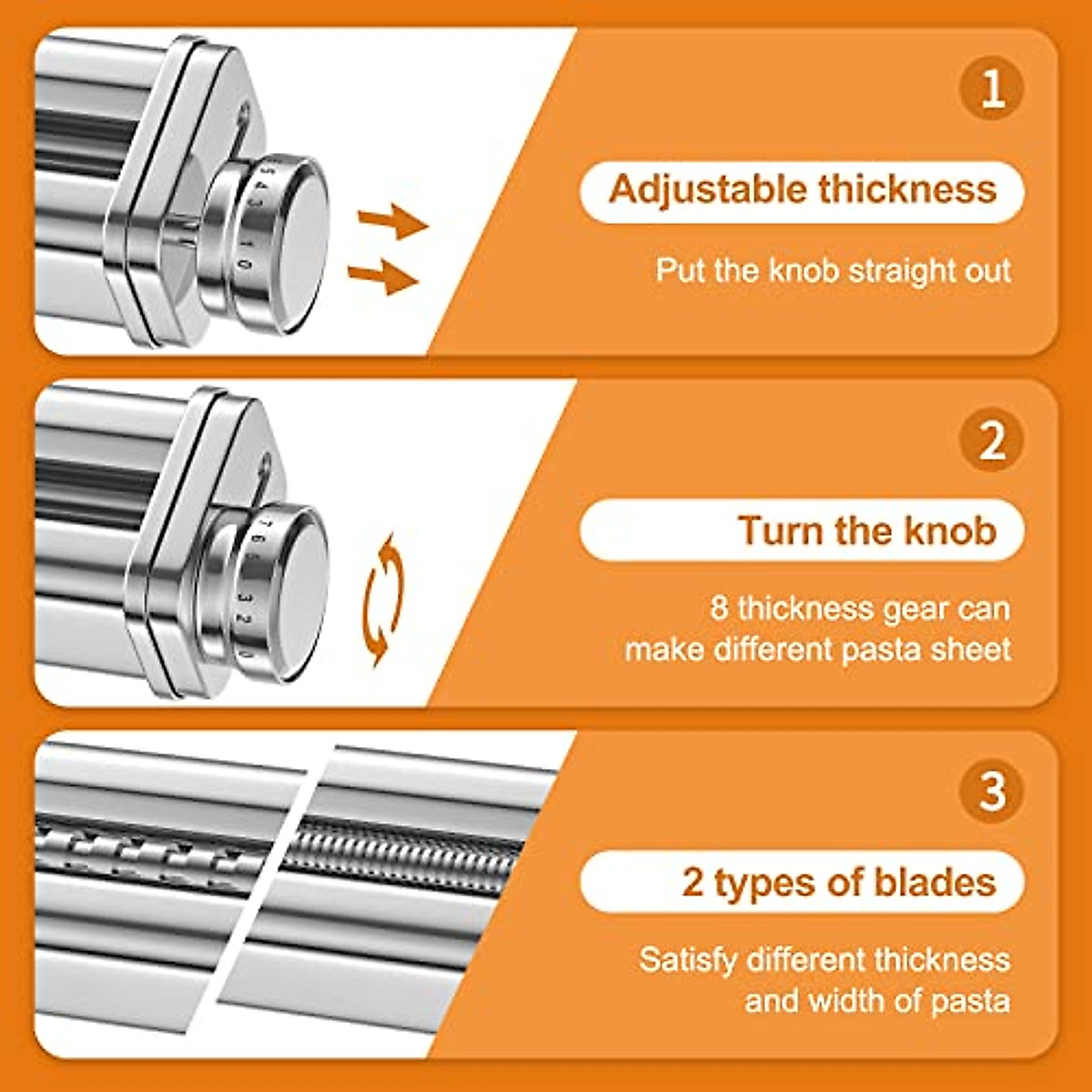 Pasta Maker Attachment for KitchenAid Mixer 3 Set Include Pasta Sheet Roller, Spaghetti, Fettuccine Cutters Pasta attachment Stainless Steel Accessories for KitchenAid by InnoMoon