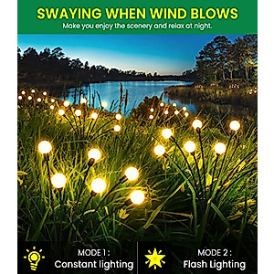 NEEMO Solar Garden Lights 4 Pack - Upgraded Brighter Firefly Lights Solar Outdoor with 8 LED, Swaying and Dancing, Solar Outdoor Lights, Pathway Lights Solar Powered for Yard Garden Patio (Warm white)