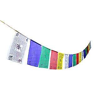 Cosynee Handmade Tibetan Buddhist Prayer Flag, Handmade Tibetan Affirmation Prayer Flags, Himalayan Flags (set of 2)