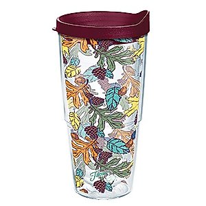 Tervis Fiesta Thanksgiving Butterscotch Fall Leaves Made in USA Double Walled Insulated Tumbler Travel Cup Keeps Drinks Cold & Hot, 24oz, Lidded