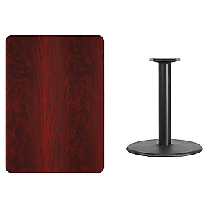 Flash Furniture 30'' x 42'' Rectangular Black Laminate Table Top with 24'' Round Table Height Base