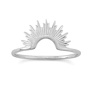 IVY & BAUBLE Sterling Silver Sunburst Rings | Stackable or Pairable Cocktail Ring for Women, Size 8