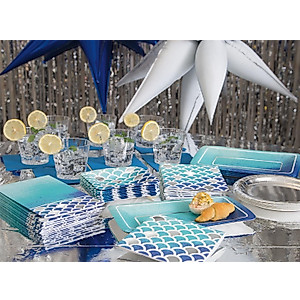 Unique Scallop Square Appetizer Paper Plates, 5", Ocean Blue