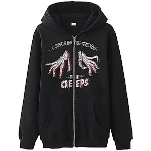 Lausiuoe Hoodies For Women Zip Up Womens Zip Up Cropped Hoodies Fleece Oversized Sweatshirts Full Zipper Jackets Y2k Fall Clothes 2023 Fashion Outfits Black