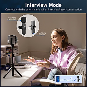 XSUID Wireless Lavalier Microphone,Upgraded (Plug-Play) Lapel Microphone for Type-C,Mini Wireless Mic with Noise Canceling Auto Sync for Youtubers Facebook TikTok Live Stream Vloggers (Type C)