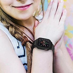 [3 Pack] Nylon Bands with Case Compatible with Apple Watch Band 38mm 40mm 41mm & 42mm 44mm 45mm,Soft TPU Case with Breathable Strap for iWatch 9/8/7/6/5/4/3/SE/SE2