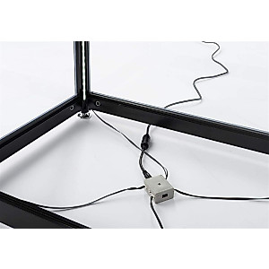 Displays2go Multi-Level Tempered Glass Tower with Lighting – Black (DCKDMT16B)