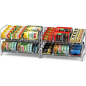 2 Pack SimpleHouseware 2 Tier Can Rack, Silver