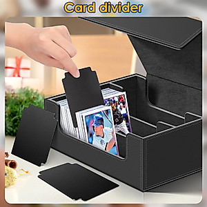 1800+ Card Deck Case for Trading Cards, Leather Magnetic Closure Commander Card Storage Box Magic Card Holders Fit for YuGiOh, MTG and Sport Cards (Black)