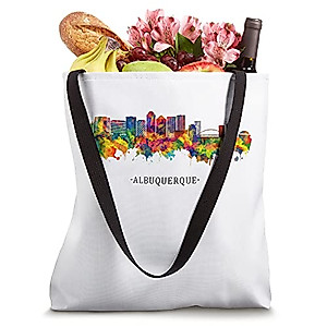 City Watercolor Skyline Home State Souvenir Albuquerque NM Tote Bag
