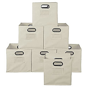 Set of 12 Cubo Foldable Fabric Bins- Natural