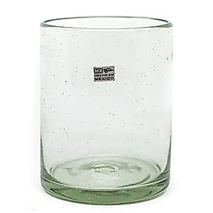 EMPORION Set of 6 Hand-Blown Clear Tumbler (10 oz) Glasses from Mexico - Rustic & Handcrafted Recycled Bubble Glass Drinking Glassware