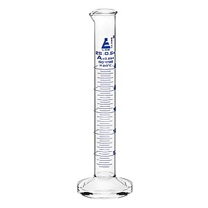 EISCO Graduated Cylinder, 25ml - Class A Tolerance ±0.25ml - Round Base - Blue Graduations - Borosilicate 3.3 Glass