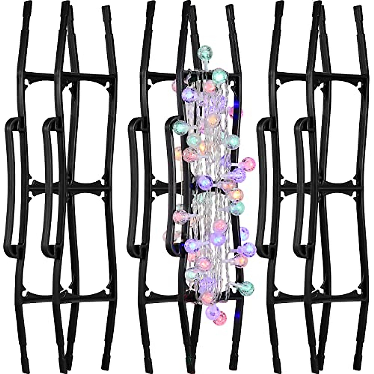 Vicenpal Christmas Lights Storage Holder, Holiday Light Storage All Purpose Light Cord Wind up Organizer for String Lights, Extension Cords, Magnet Fishing Rope (Black, 6 Pieces)