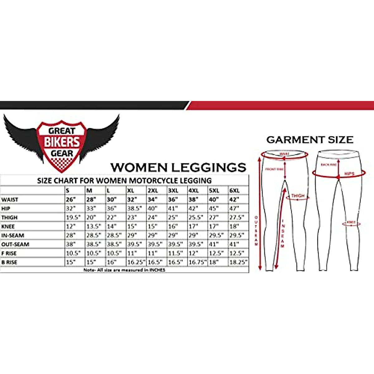 GREAT BIKERS GEAR - Motorcycle Leggings Ladies Protective Women Short Leg Black