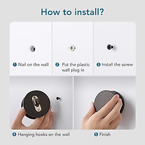 GUDEE Ran Bamboo Wall Mount Round Hooks, Heavy Duty Modern Decorative Durable Hanger for Hanging Bags, Shoes, Towels, Accessories and More in Foyer, Kitchen, Bedroom, Closet in Color Brown