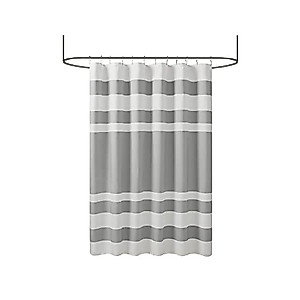 Madison Park Shower Curtain, Waffle Weave, Pieced Design Fabric Shower Curtain with 3M Scotchgard Moisture Management, Premium Spa Quality Modern Shower Curtains for Bathroom, Stall 54"x78" Grey