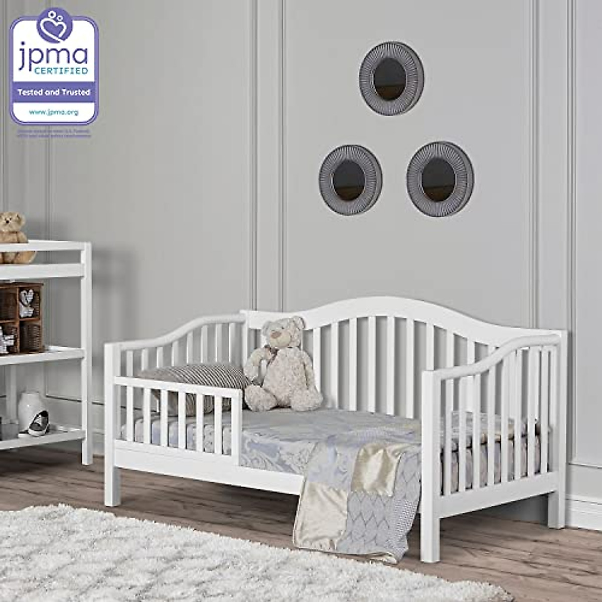 Dream On Me Austin Toddler Day Bed in White, Greenguard Gold Certified 54x30x29 Inch (Pack of 1)