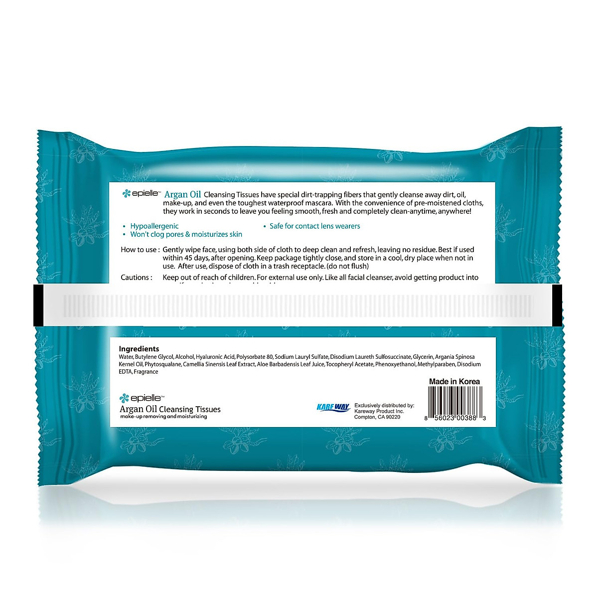 Epielle Argan Oil Makeup Remover Cleansing Wipes Tissue | Gentle for all Skin Types | Daily Facial Cleansing Towelettes | Removes Dirt, Oil, Makeup (Pack of 6)