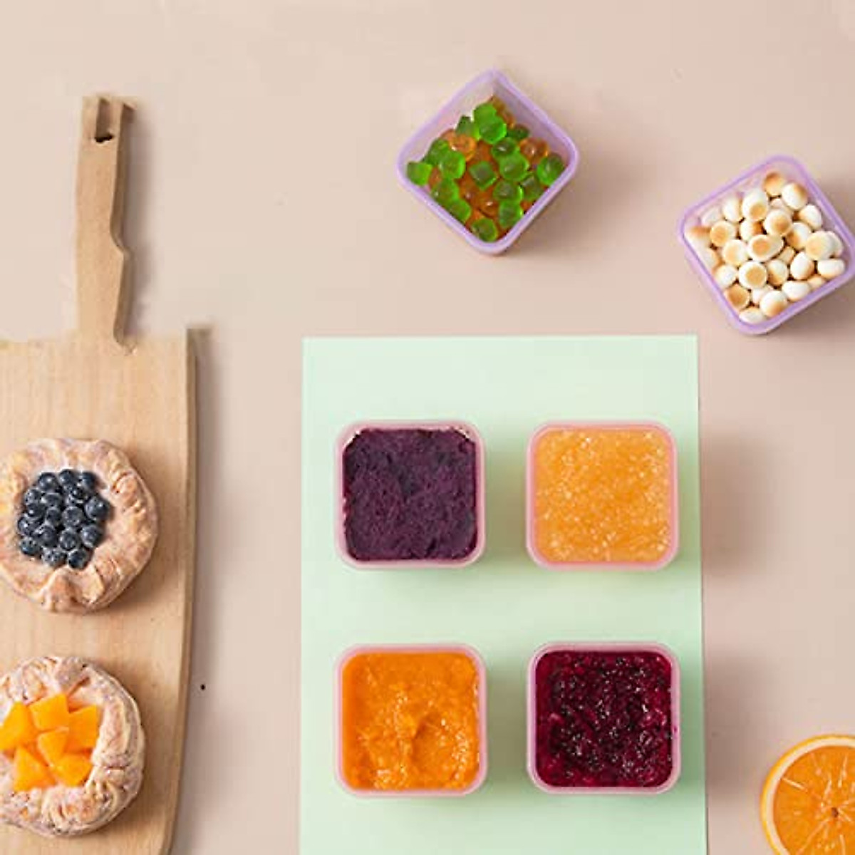 8 PCS BPA-Free Plastic Containers with Lids, 5.3 oz Small Food Storage Containers with Clamping, Colorful Meal Prep Container Reusable, Square Freezer Storage Jar Sauce Condiment Cup Container Halyuhn