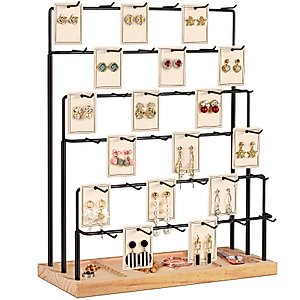 GEAMSAM Earring Display Stands for Selling, 36 Hooks Earring Holder Organizer, Jewelry Display for Vendors Earring Cards, Bracelets, Rings, Necklaces, Keychains Retail
