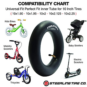 [2-Pack] 10x2 Heavy Duty Thorn Resistant 10" x 1.95/2.25 Inner Tire Tube for Bike Schwinn Trike Roadster, Tricycle, BoB Revolution Motion & More - Steerling Tire Co.