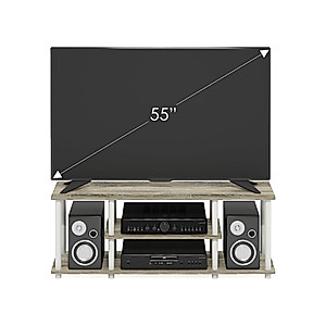 Furinno Turn-N-Tube No Tools 3D 3-Tier Entertainment TV Stand up to 50 inch TV, Round Tubes, Oak