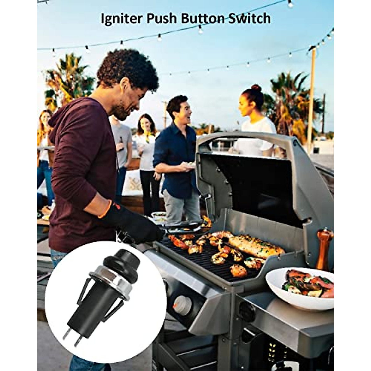 LANDSIN 2PCS GS4 Grill Igniter Button Switch Fit for Weber Spirit II & Genesis II and Other Replacement for Part Number #66220 69283 70189 7642 7643 Igniter Switch