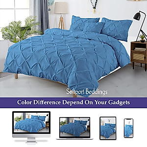 Softport Beddings Pinch Pleated Duvet Cover with 2 Pillow Sham - Pintuck Duvet Cover with Zipper Closure - Ultra Soft- Breathable Egyptian Cotton Plum (King/Cal King)