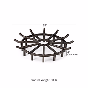 Titan Great Outdoors 24" Wagon Wheel Fire Grate, Decorative Wood Burning Lifted Grate Pit
