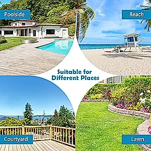 Goplus Tanning Chair, Foldable Beach Lounge Chair with 360°Canopy Sun Shade, Side Pocket, 5-Position Adjustable, Outdoor Beach Chaise Recliner for Patio Pool Yard Lawn (1, Blue)