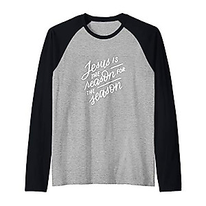 Christian Jesus The Reason Christmas Stocking Stuffer Gifts Raglan Baseball Tee