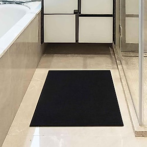 Ottomanson Ottohome Collection Non-Slip Rubberback Modern Solid Design 2x3 Indoor Area Rug/Entryway Mat, 2'3" x 3', Black