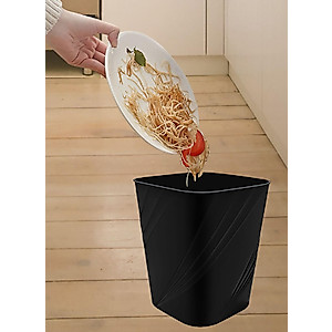 DAJITRE Small Plastic Trash Can Wastebasket Recycling Bin for Bathroom, Dorm, Bedroom，Home Office, Garbage Can for Bedroom, Kids Room (1, Black)