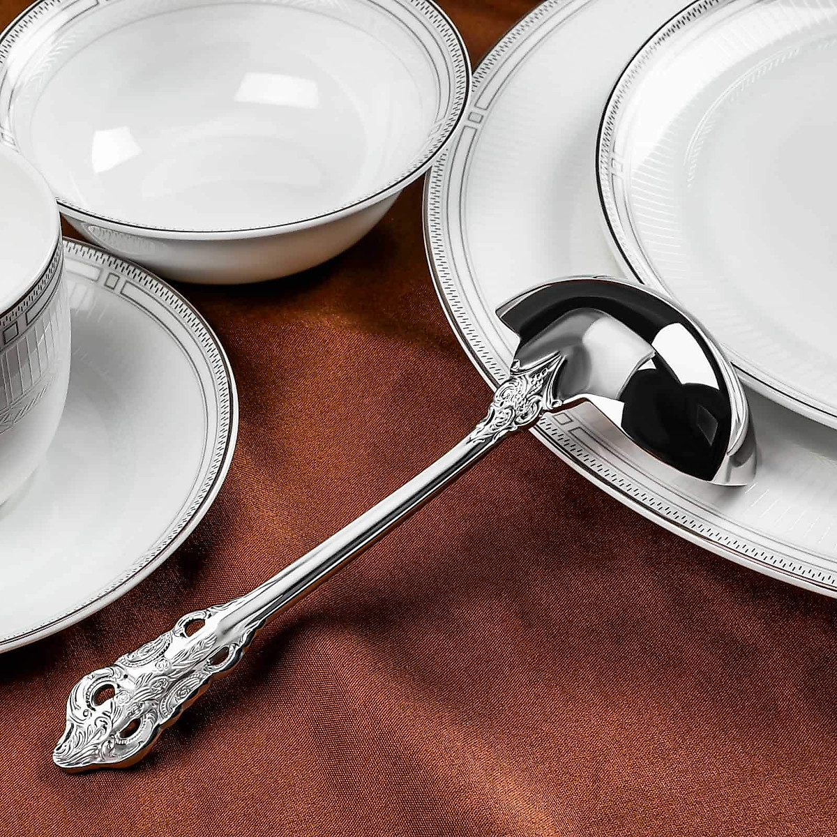 KEAWELL Gorgeous 1 oz. 18/10 Stainless Steel Gravy Ladle, Antique Small Ladle for Stirring, Mirror finished Soup Ladle Spoon and Dishwasher Safe (1, Silver)