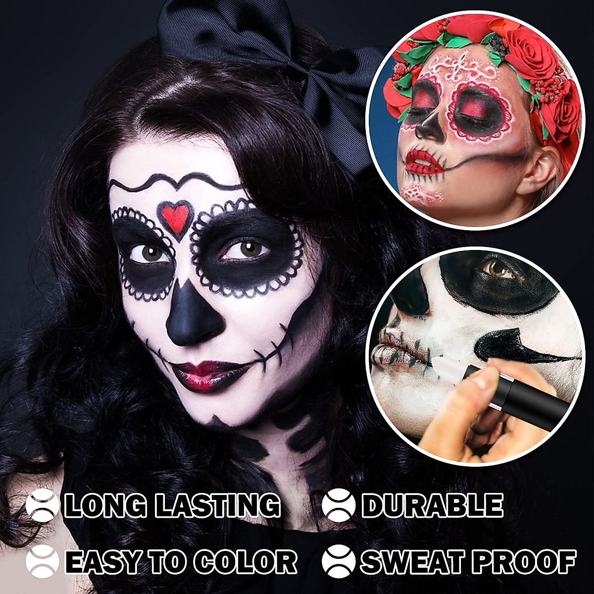 CAHIUYOA White Eye Black Stick for Sports,Professional Eyeblack Sports Football Baseball Softball White Eye Black Face Body Paint Stick Makeup